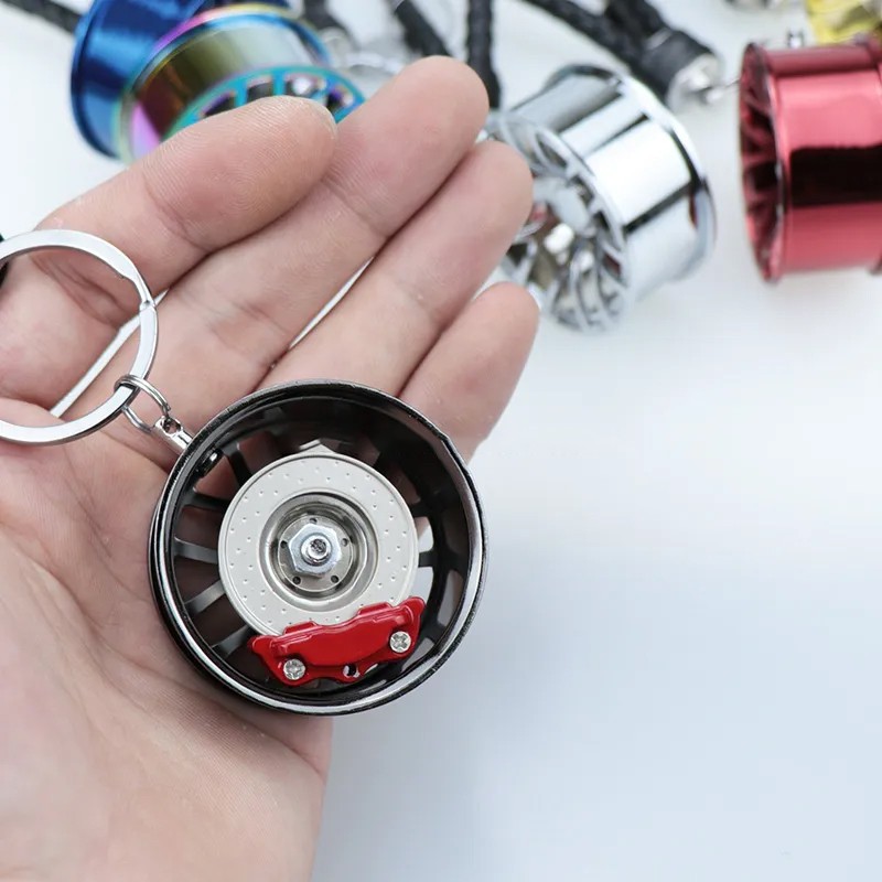 Wheel keychain with brake disc